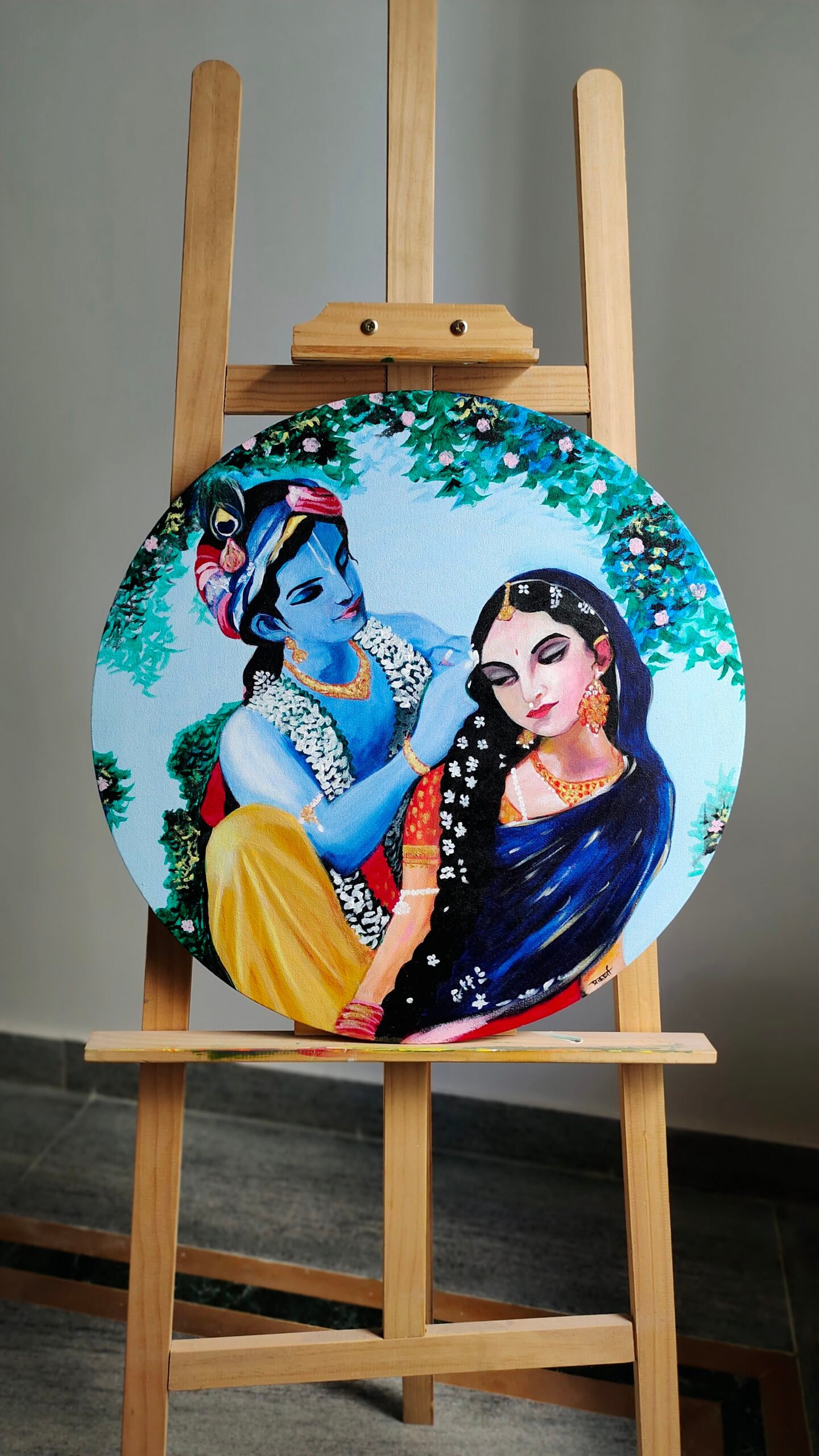 Acrylic Canvas Painting Of Krishna Radha